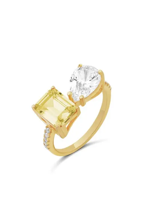 SHYMI Cubic Zirconia Cocktail Ring - Gold/ Yellow