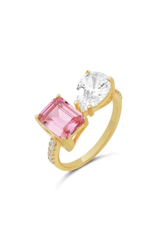 SHYMI Cubic Zirconia Cocktail Ring - Gold/pink