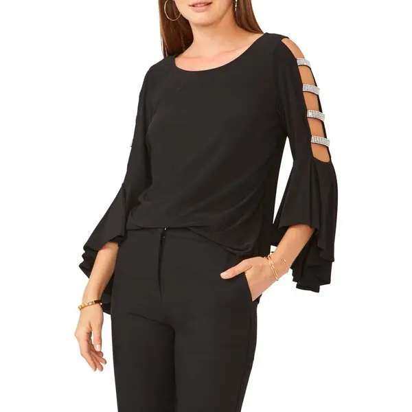 Chaus Ladder Trim Bell Sleeve Top