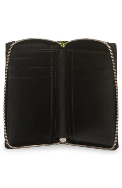 Bottega Veneta Intrecciato Metallic Leather Zip Wallet