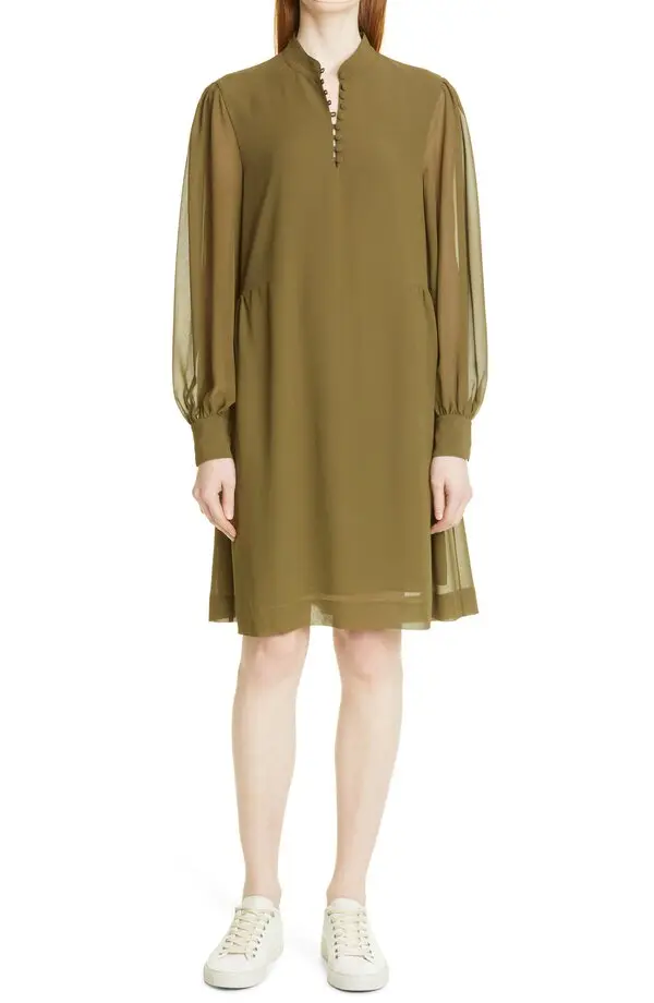 Hugo Boss Boss Derinne Long Sleeve Shift Dress