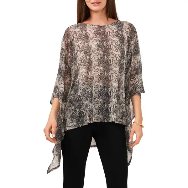 Chaus Overlay Mesh Cape - Silver/charcoal