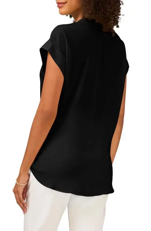 Chaus Split Neck Georgette Blouse - Black