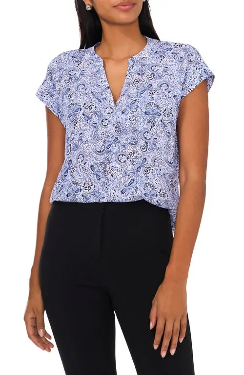 Chaus Split Neck Georgette Blouse - Lucent White