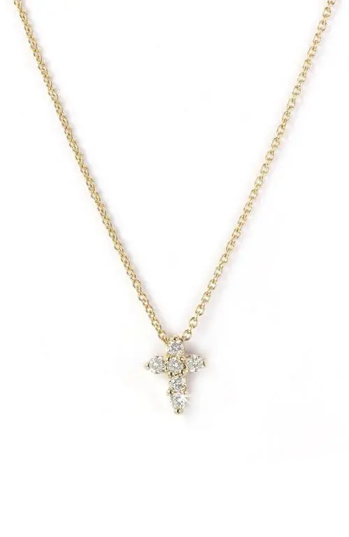 Roberto Coin Tiny Treasures Diamond Cross Pendant Necklace - D0.11ghsi . 18k Yg