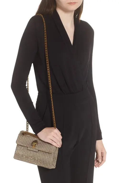 Kurt Geiger Mini Kensington Tweed Crossbody Bag - Dark Beige