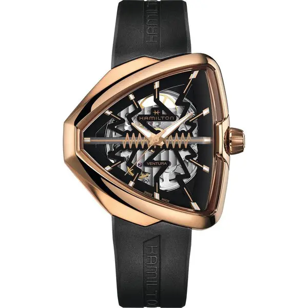Hamilton Ventura Elvis80 Skeleton Automatic Strap Watch - Black