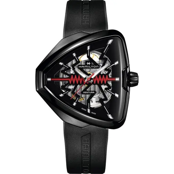 Hamilton Ventura Elvis80 Skeleton Automatic Strap Watch - Black/black