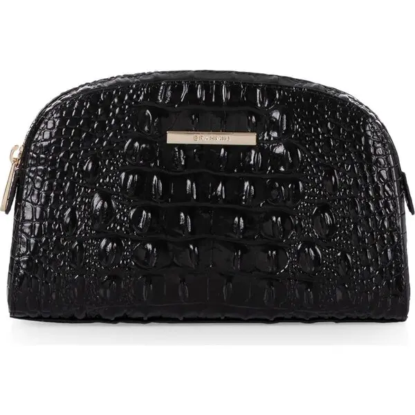Brahmin Dany Croc Embossed Leather Cosmetics Pouch - Black