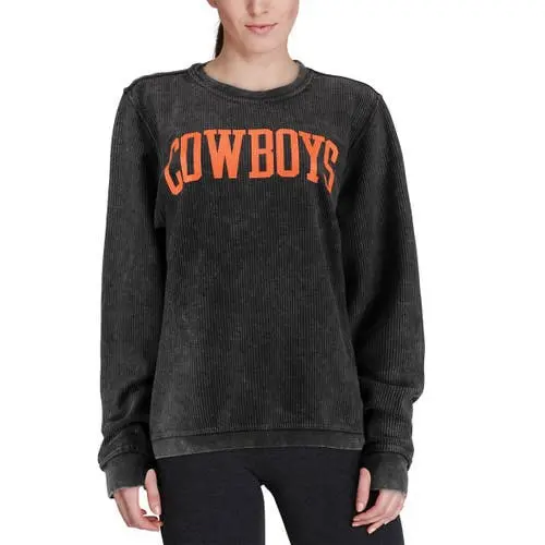 PRESSBOX Oklahoma State Cowboys Comfy Cord Vintage Wash Basic Arch Pullover Sweatshirt