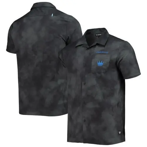 THE WILD COLLECTIVE Charlotte Fc Abstract Cloud Button-up Shirt - Black