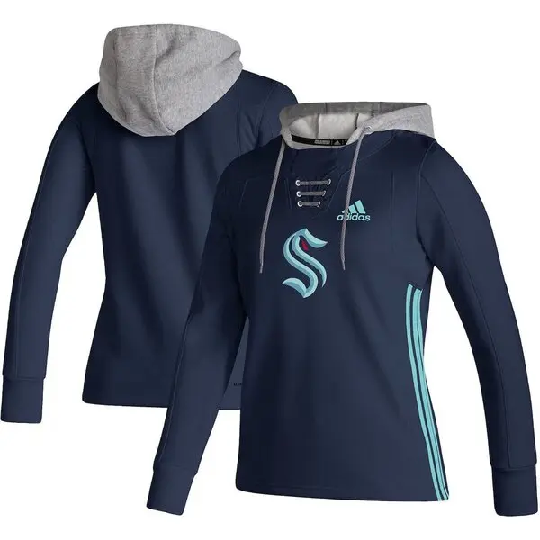 Adidas Seattle Kraken Skate Lace Aeroready Pullover Hoodie - Navy