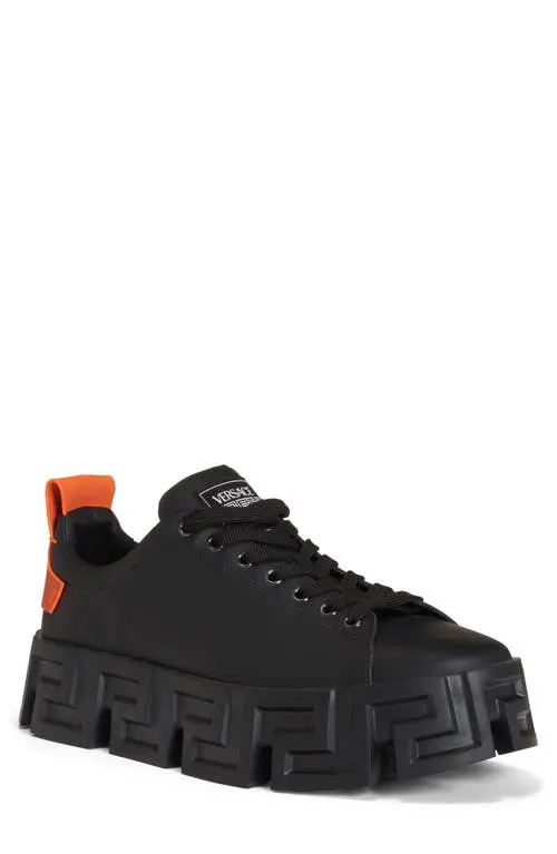 Versace Greca Labyrinth Sneaker - Black Neon Orange Black
