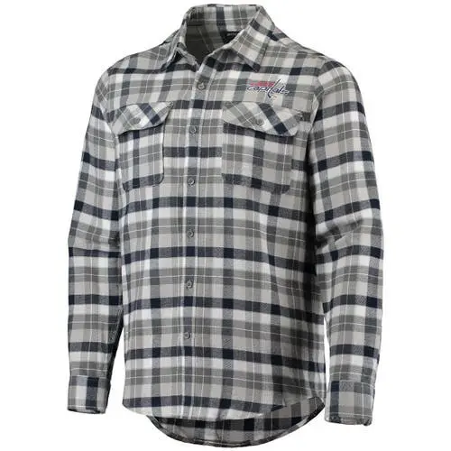 ANTIGUA Gray Washington Capitals Ease Plaid Button-up Long Sleeve Shirt