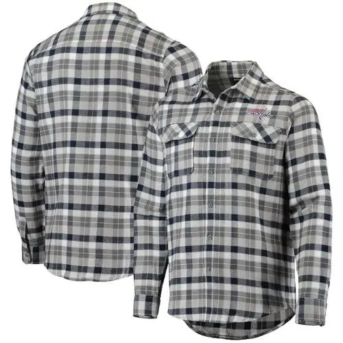 ANTIGUA Gray Washington Capitals Ease Plaid Button-up Long Sleeve Shirt