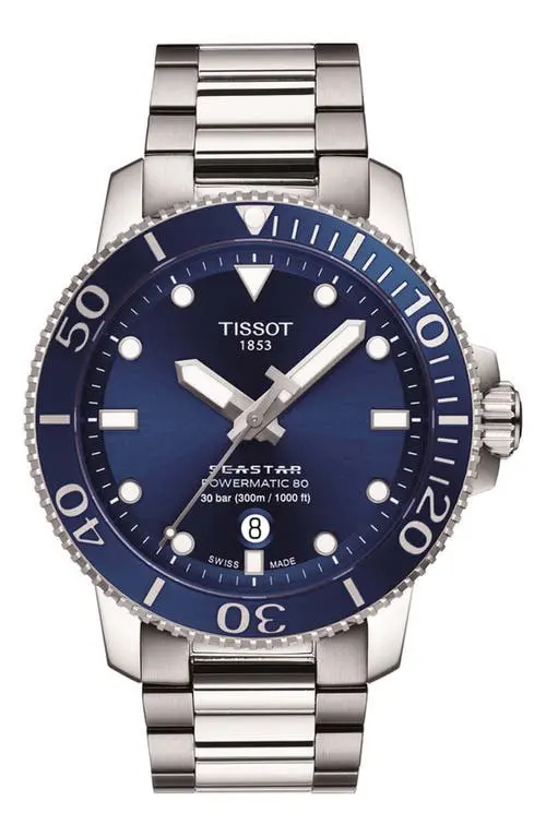 TISSOT Seastar 1000 Powermatic 80 Bracelet Watch - Blue