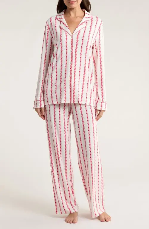 Nordstrom Moonlight Eco Knit Pajamas - Ivory- Red Painted Heart Chain