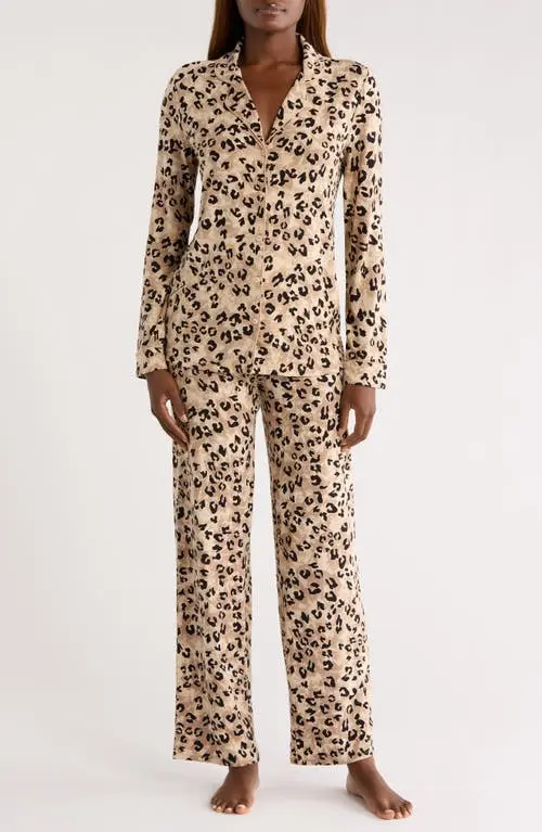 Nordstrom Moonlight Eco Knit Pajamas - Tan Inked Leopard