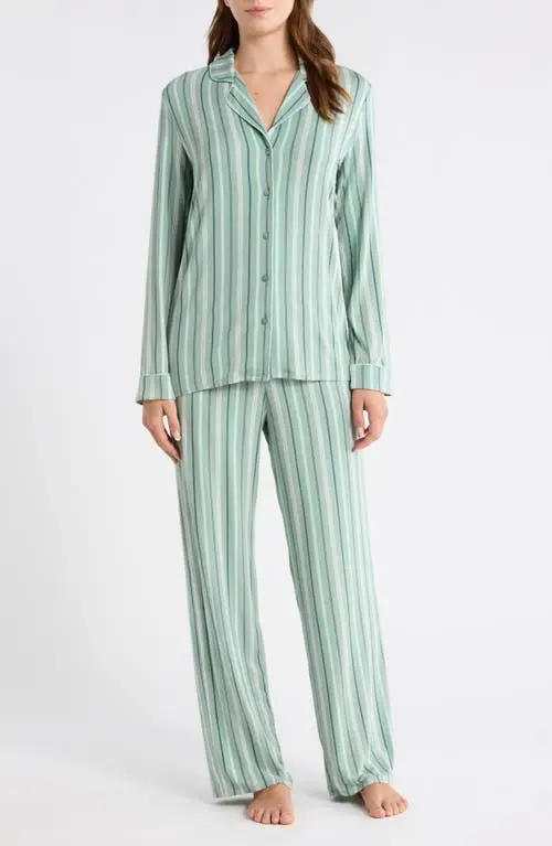 Nordstrom Moonlight Eco Knit Pajamas - Teal Varigated Stripe