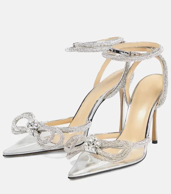 Mach & Mach Double Bow Embellished Pumps - Silver