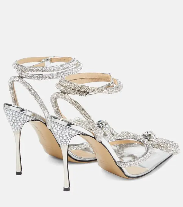 Mach & Mach Double Bow Embellished Pumps - Silver