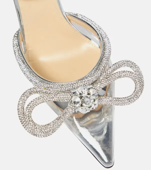 Mach & Mach Double Bow Embellished Pumps - Silver