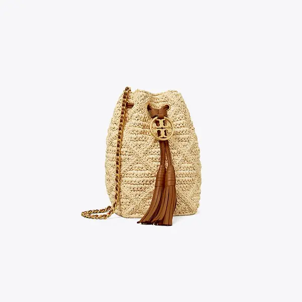 Tory Burch Fleming Soft Straw Mini Bucket Bag