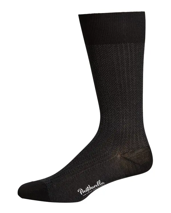 Pantherella Fabian Chevron Socks - Black