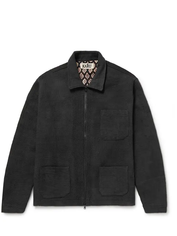 Karu Research Upcycled Quilted Cotton Jacket In Black - 60% Off