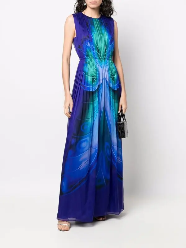 Alberta Ferretti Butterfly Print Maxi Dress