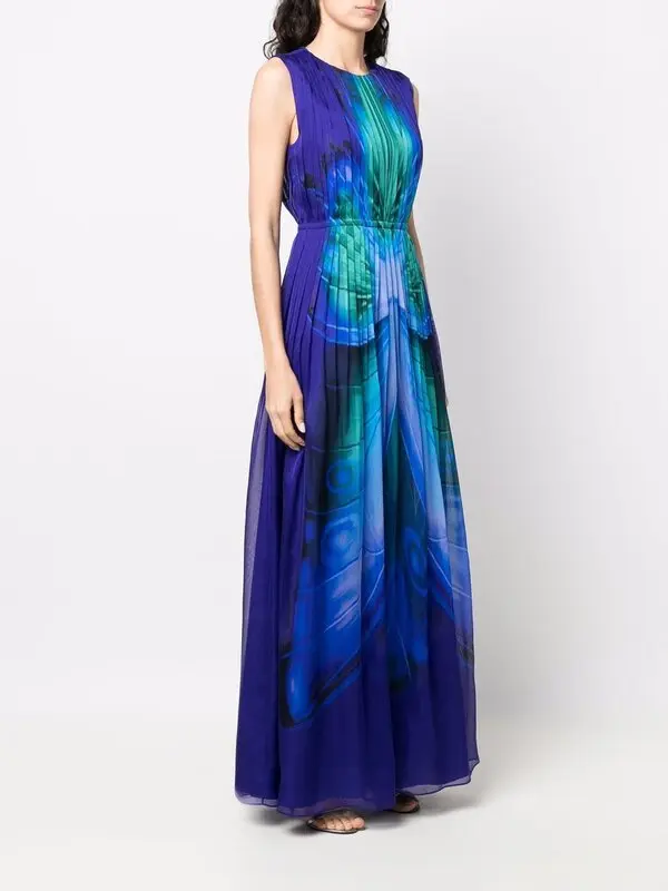 Alberta Ferretti Butterfly Print Maxi Dress