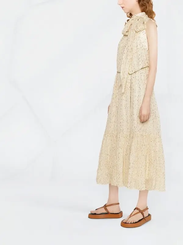 Zimmermann Tie-neck Metallic-detailed Dress
