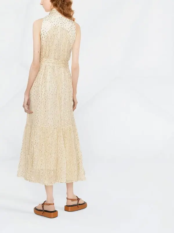 Zimmermann Tie-neck Metallic-detailed Dress