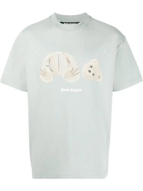 Palm Angels Teddy Bear Logo-print Crew-neck T-shirt - Green
