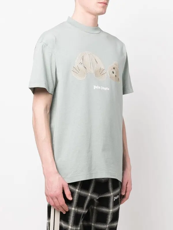 Palm Angels Teddy Bear Logo-print Crew-neck T-shirt - Green