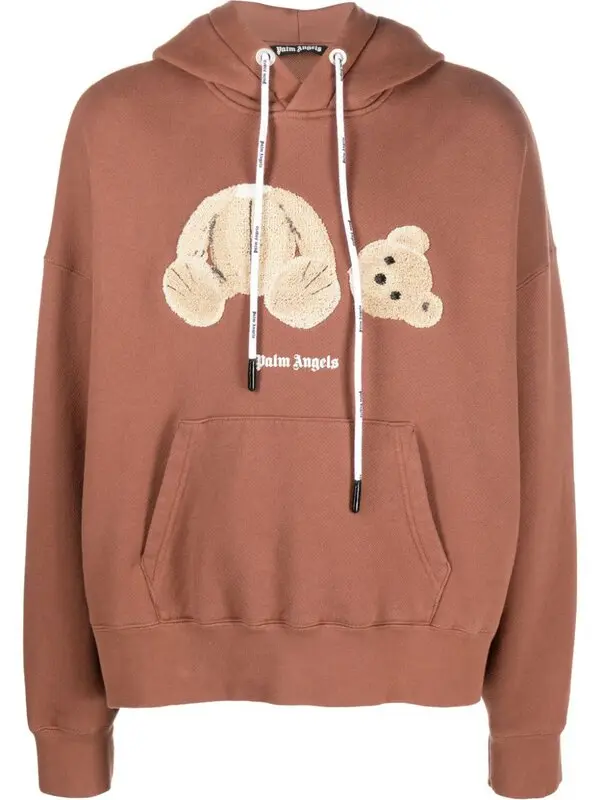 Palm Angels Bear Logo-print Relaxed Hoodie - Brown