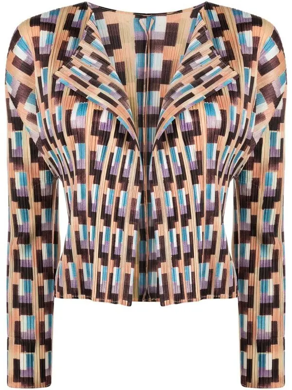 Issey Miyake Geometric-print Fitted Jacket