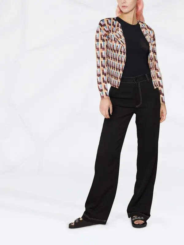 Issey Miyake Geometric-print Fitted Jacket