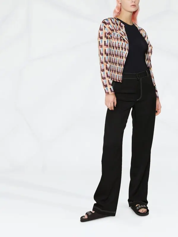 Issey Miyake Geometric-print Fitted Jacket