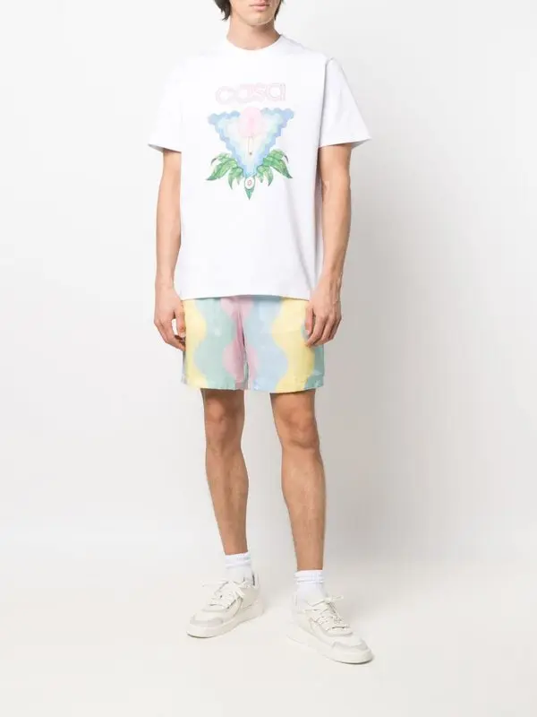 Casablanca Wave-print Silk Shorts - Yellow