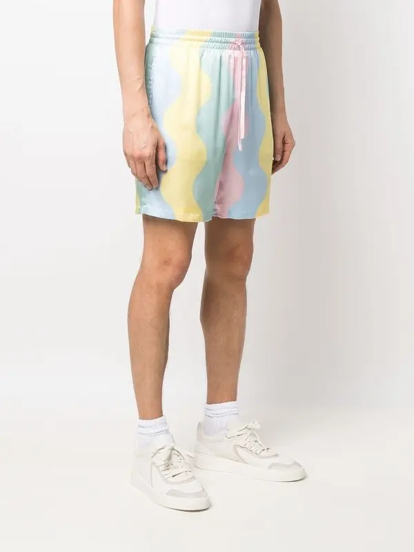 Casablanca Wave-print Silk Shorts - Yellow