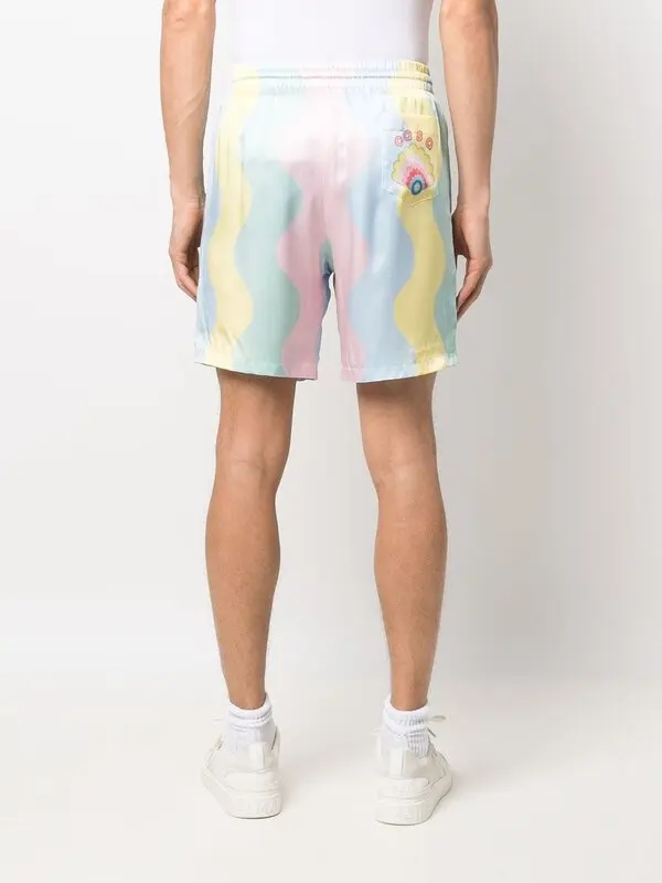 Casablanca Wave-print Silk Shorts - Yellow