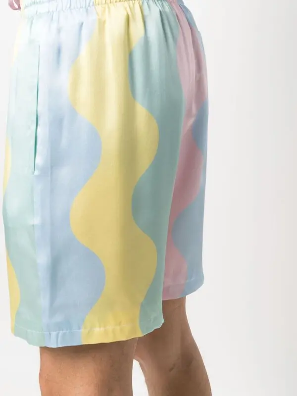 Casablanca Wave-print Silk Shorts - Yellow