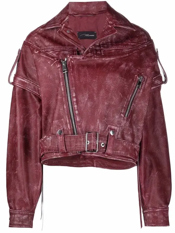 MANOKHI Oversized Leather Biker Jacket