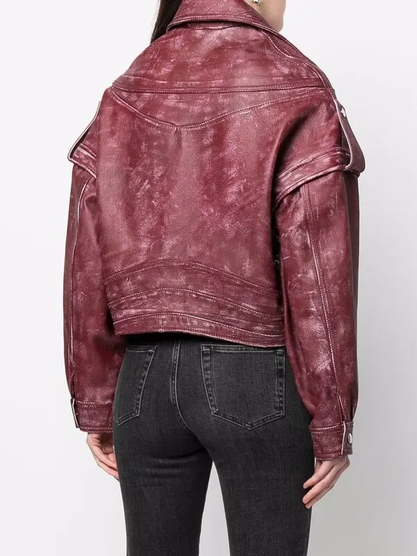 MANOKHI Oversized Leather Biker Jacket