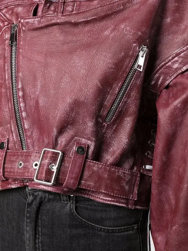 MANOKHI Oversized Leather Biker Jacket