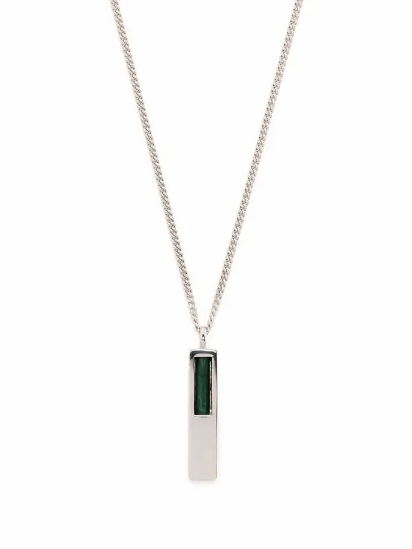 Tom Wood Cube Pendant Malachite Necklace - Silver