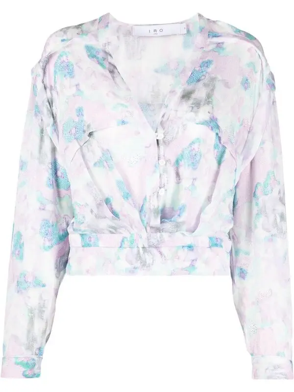 IRO PARIS Floral-print V-neck Blouse - Pink