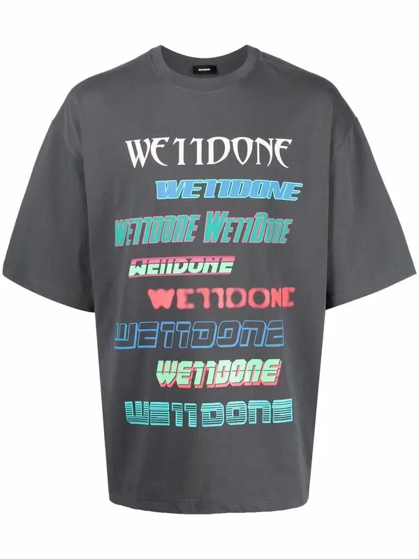 We11Done Oversize Logo-print T-shirt - Grey
