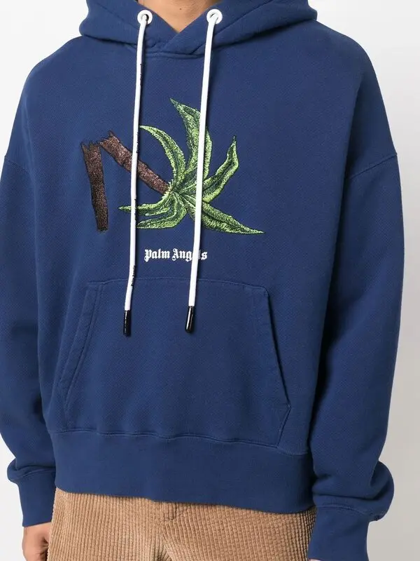 Palm Angels Broken Palm Logo Hoodie - Blue